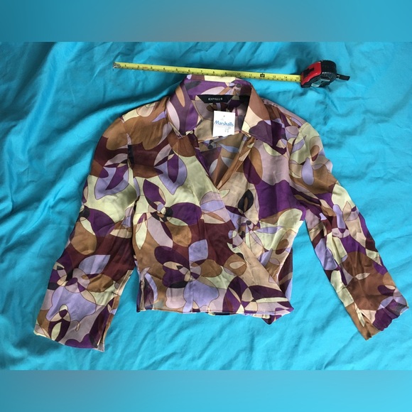 Express | Tops | Nwt Express Gorgeous Multicolored Sheer Silk Cropped ...